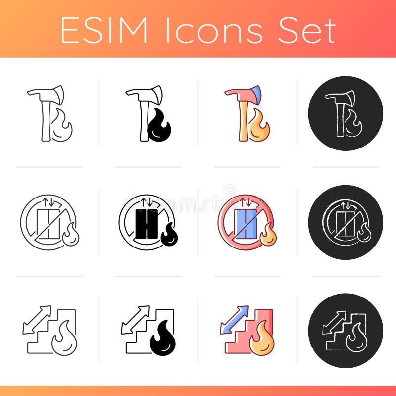 Firefighting icons set stock vector. Illustration of fire - 215928981