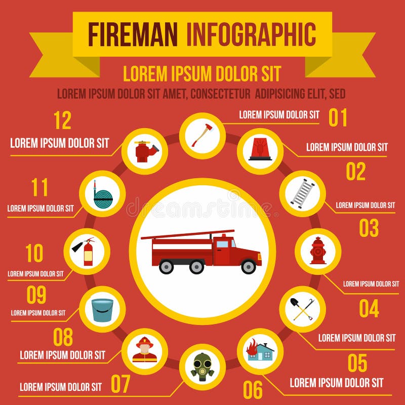 Firefighting Infographic Elements, Flat Style Stock Vector ...