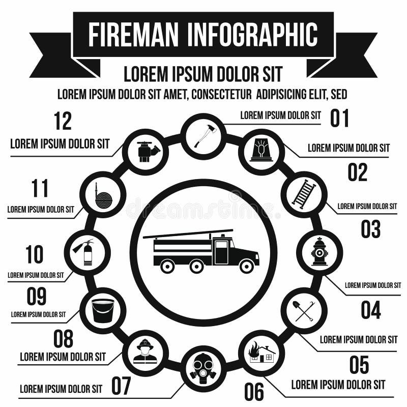 Firefighting Infographic Elements, Flat Style Stock Vector - Illustration of infochart, icon ...
