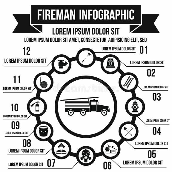 Firefighting Infographic Elements, Simple Style Stock Illustration ...