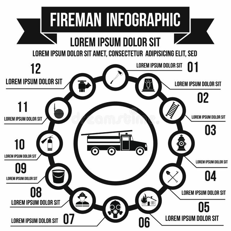 Firefighting Infographic Elements, Simple Style Stock Illustration ...