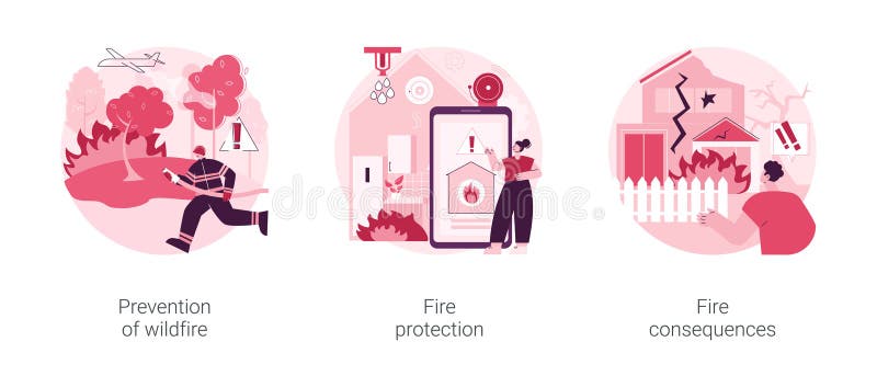 Firefighting Service Abstract Concept Vector Illustrations. Stock ...