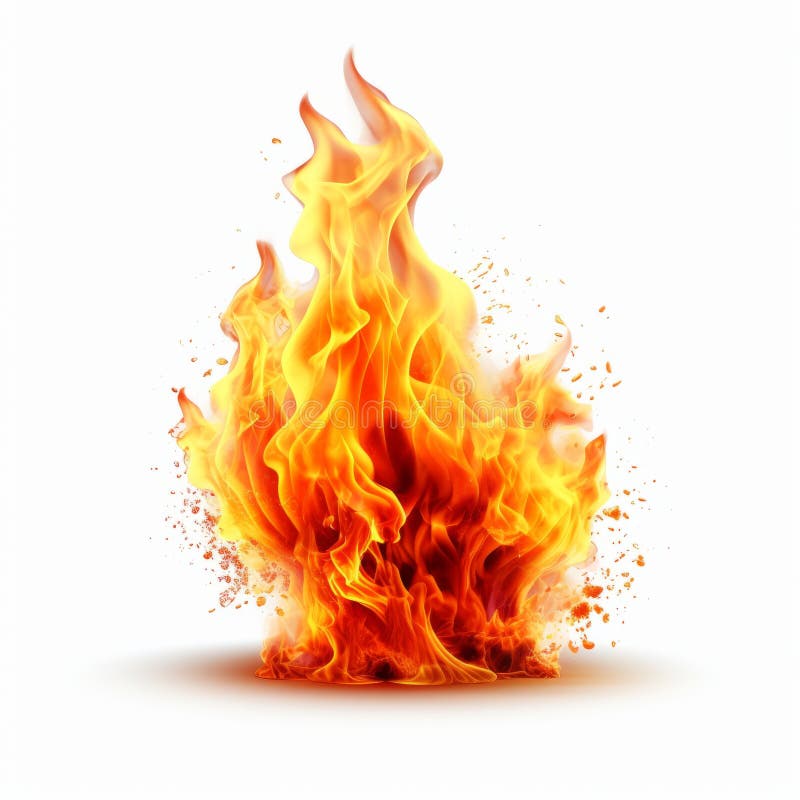 Realistic Depiction of Fire on White Background Stock Illustration ...