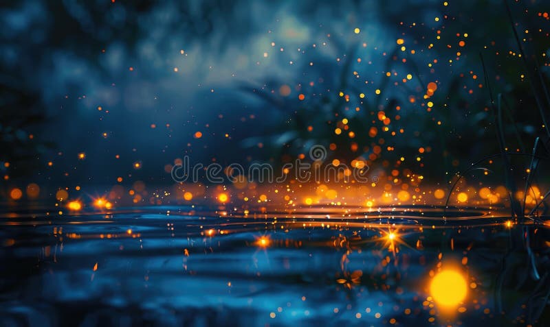 Fireflies Dancing among the Trees while Fireflies Glow Underwater Stock ...