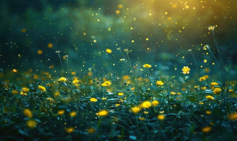 Fireflies Flickering in the Darkness, Mysterious Lights Stock Photo ...