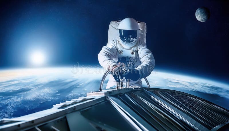 Firefly Astronaut Performing Exterior Maintenance on the Outer Hull of ...