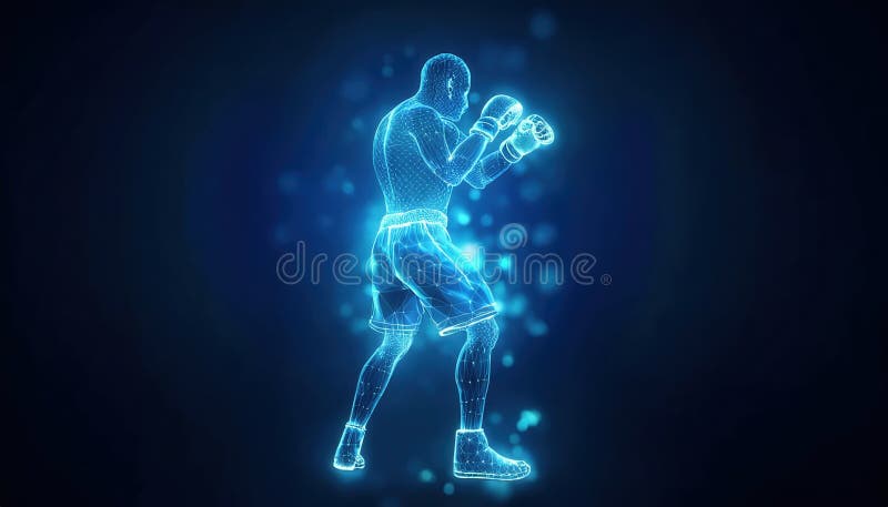 Firefly Boxing Wireframe Depicts a Detailed Figure in an Active Boxing ...