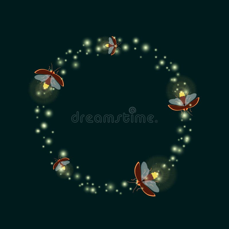 Firefly circle template stock illustration. Illustration of insect ...