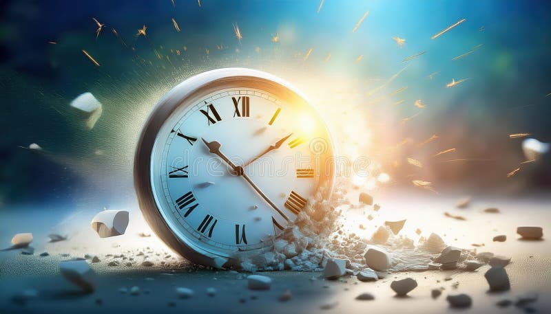 Broken Firefly Clock Struck by Lightning with Pieces Flying in a ...