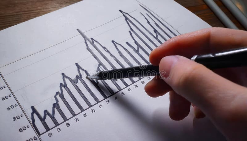 Firefly Draws an Upward Trending Graph on Paper with Sharp Declines and ...