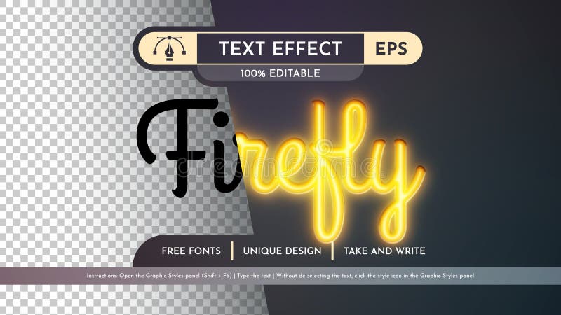Firefly - Editable Text Effect, Font Style Stock Vector - Illustration ...