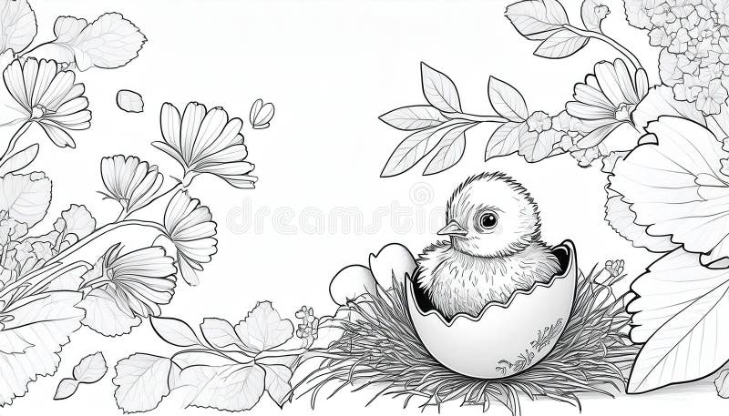 Firefly Egg Hatching Scene with a Chick Emerging Surrounded by Flowers ...