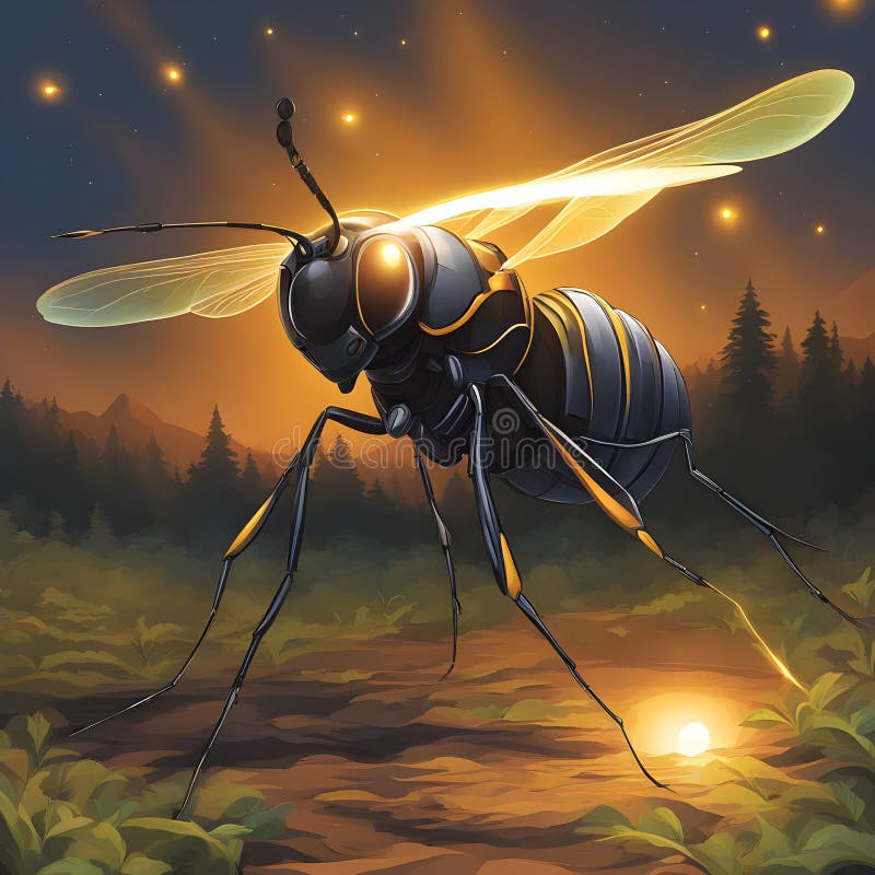 A Firefly that Emits Bursts of Light Stock Illustration - Illustration ...