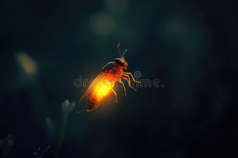 A Firefly Glowing in the Night Stock Illustration - Illustration of ...