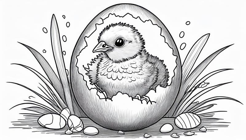 Firefly Hatching from a Black and White Egg, Surrounded by Grass and ...