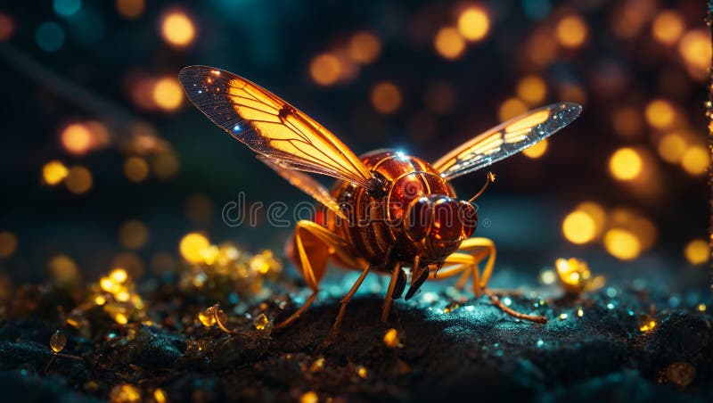 Firefly in a Night with Surrounding but Fireflys on the Air Stock ...