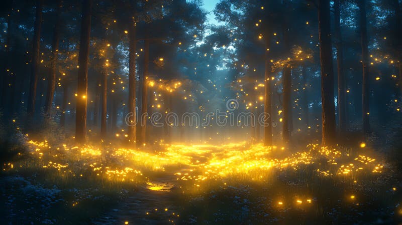 Firefly Path, Magical Forest, Dusk, Fantasy, Game Design Stock ...