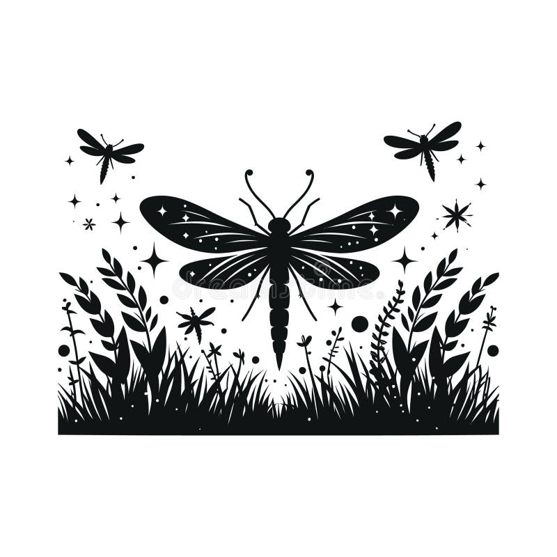 Firefly Silhouette Vector Illustration Stock Vector - Illustration of ...