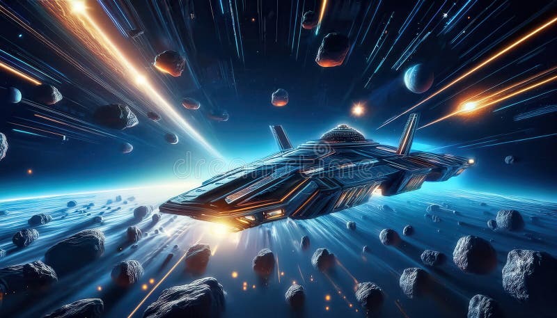 Firefly Spaceship Soaring through Asteroid Field in Deep Space ...
