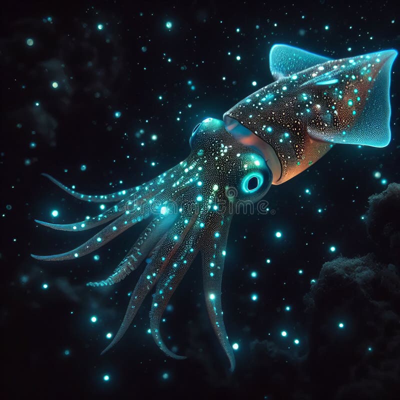Firefly Squid a Firefly Squid with Bioluminescent Spots Creating Stock ...