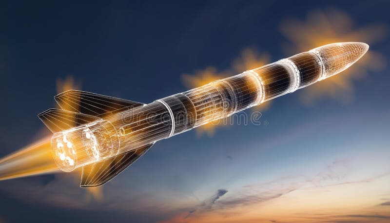 Firefly Wireframe Air To Air Missile in Flight Against a Clear Sky ...