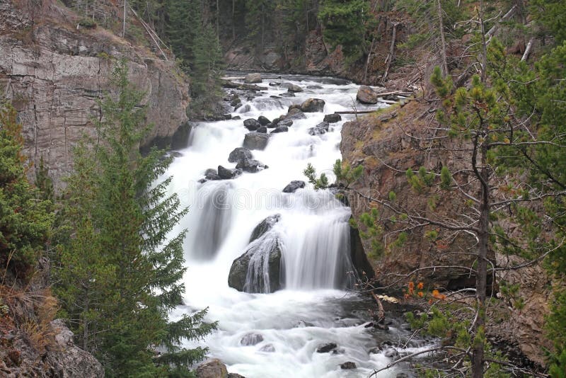 Firehole Falls in Yellowstone Stock Image - Image of cascade, beauty ...