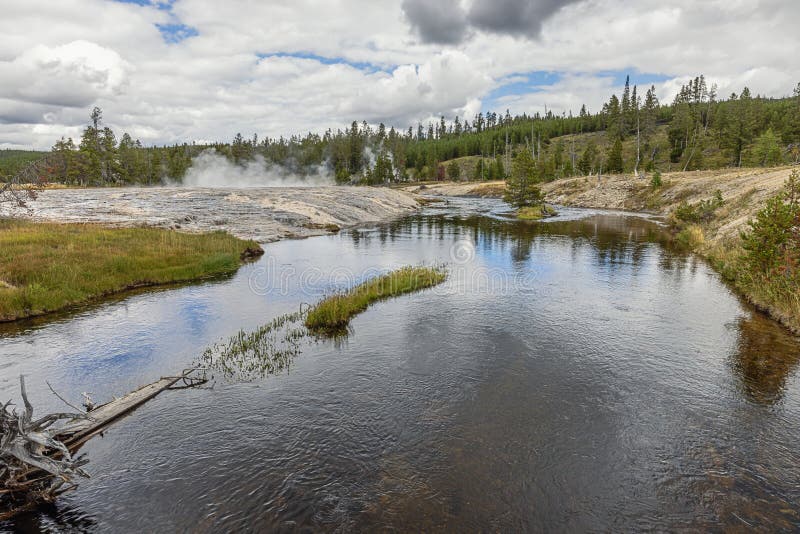 The Firehole River Near the Chromatic Pool Stock Photo - Image of ...