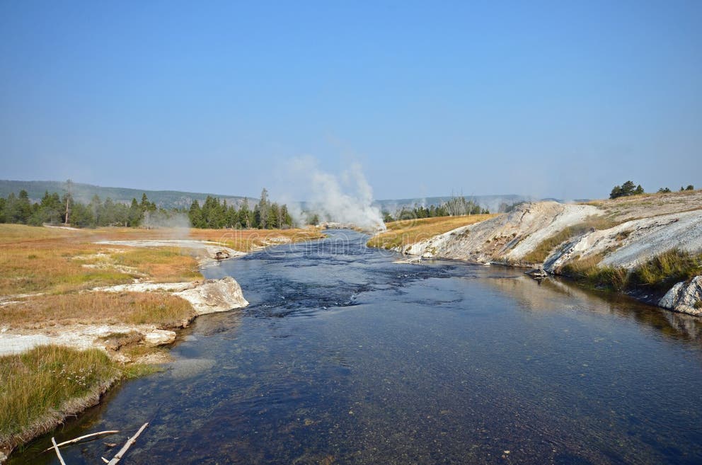 Firehole River View stock photo. Image of boardwalk, river - 65684594