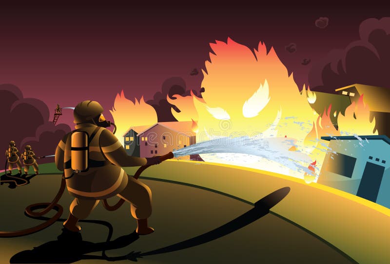 Fireman in Action stock vector. Illustration of heroes - 13563399