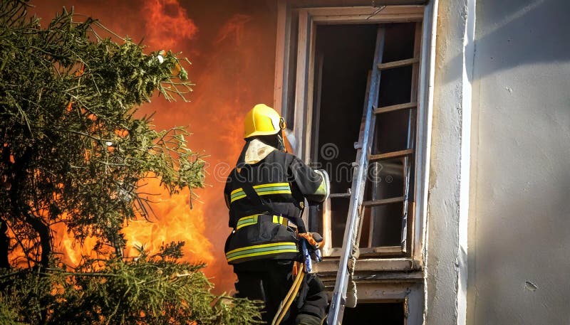 Fireman in Action: Saving Lives during a House Fire Emergency in Los ...