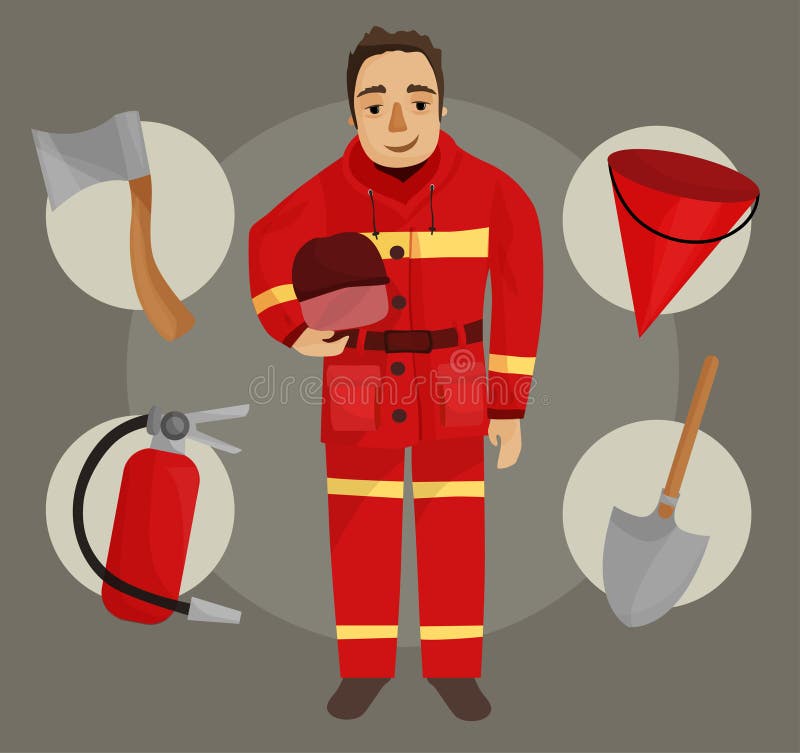 Illustration of fireman stock vector. Illustration of help - 123969910