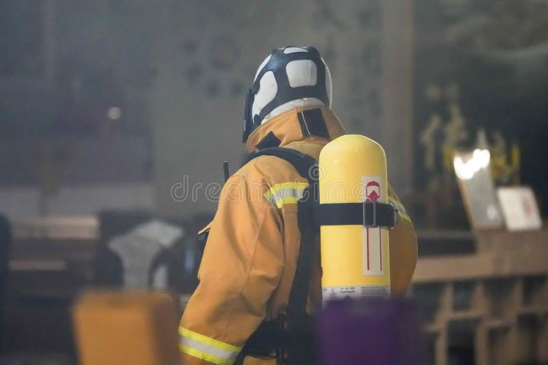 Fireman on Duty with Their Yellow Uniform Stock Photo - Image of ...