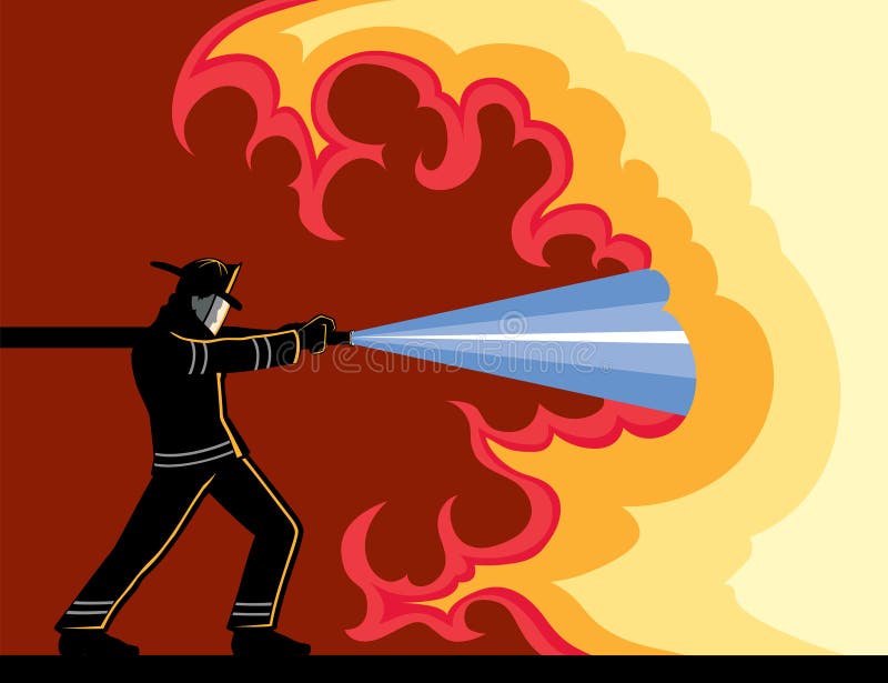 Fireman Fighting Fire stock illustration. Illustration of mask - 19599338