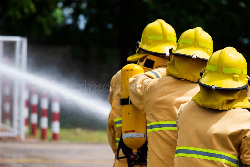 Fireman on the fire stock photo. Image of profession - 143333060