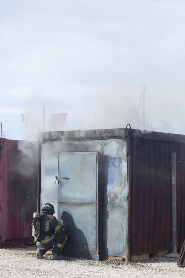 Fireman Fire Training Station Drill Stock Photo - Image of emergency ...