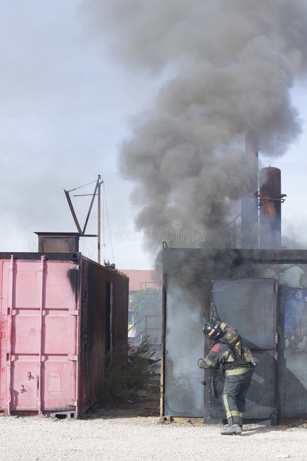 Fireman Fire Training Station Drill Stock Photo - Image of safety ...