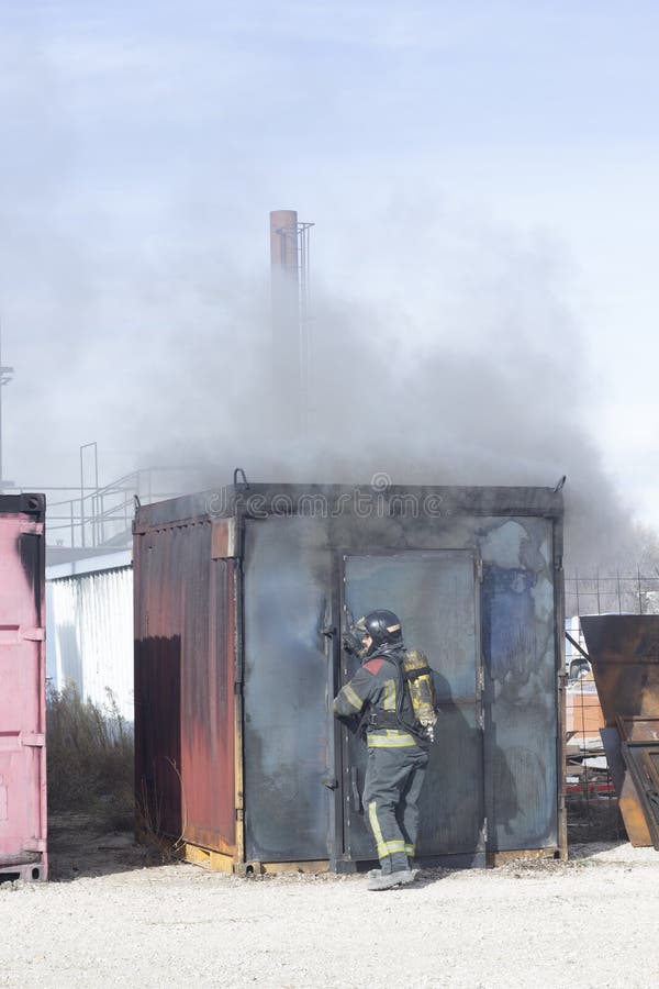 Fireman Fire Training Station Drill Editorial Image - Image of smoke ...