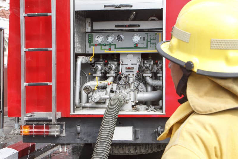 Fireman with fire truck stock image. Image of fighter - 39161207