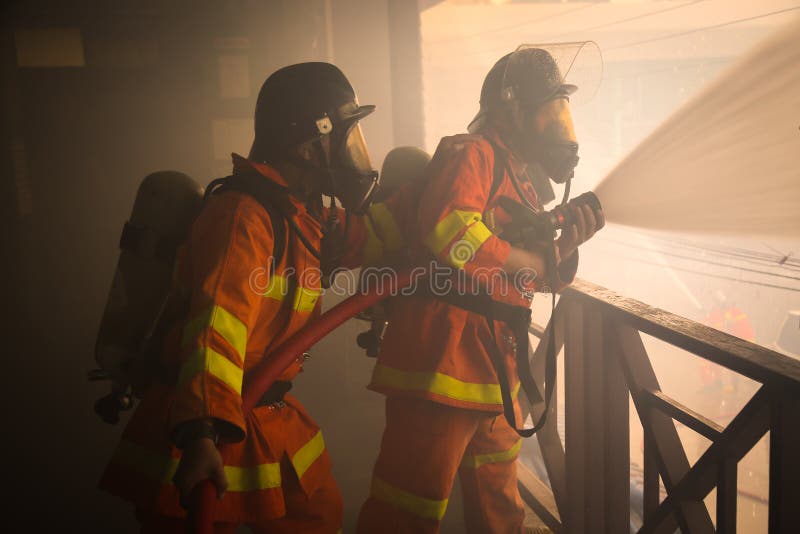 Firefighters Inside the Fire Stock Image - Image of protection, gear ...