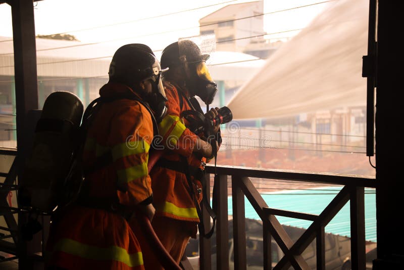 Firefighters Inside the Fire Stock Image - Image of protection, gear ...