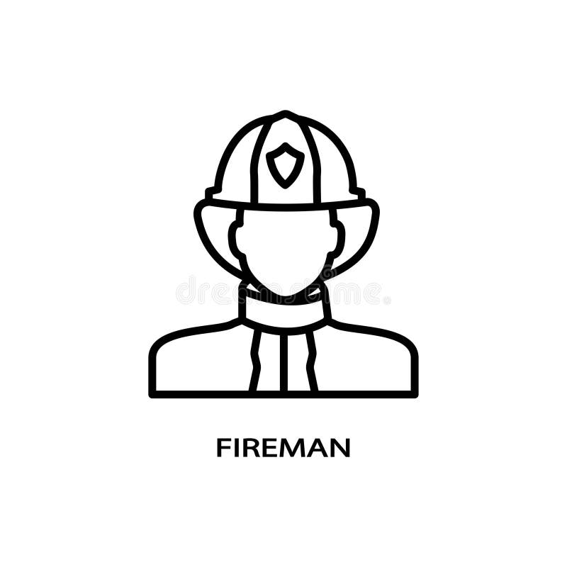 Firefighter Linear Icon. Fireman. Thin Line Illustration. Contour ...