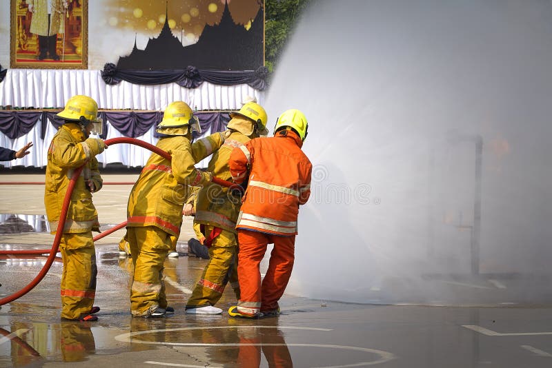 Fireman. Firefighters Training. Stock Image - Image of helmet, burn ...