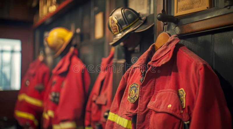 Fireman and First Responders Uniform at the Fire Station Ready To ...
