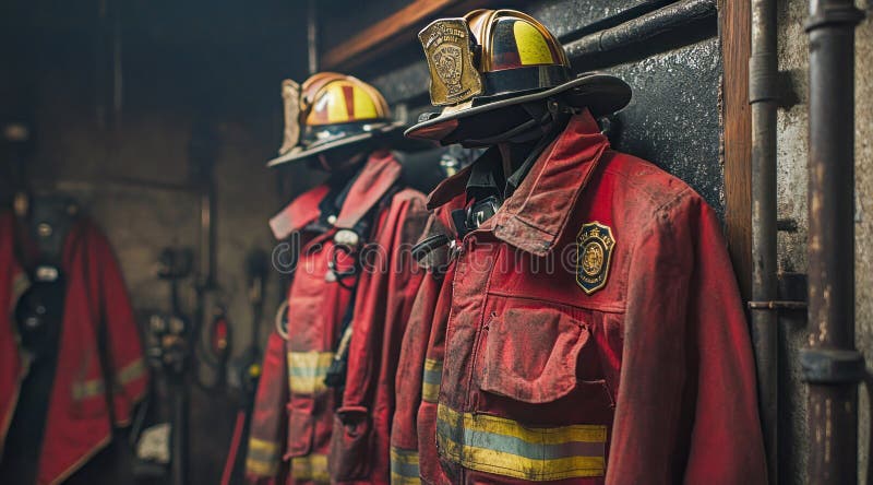 Fireman and First Responders Uniform at the Fire Station Ready To ...