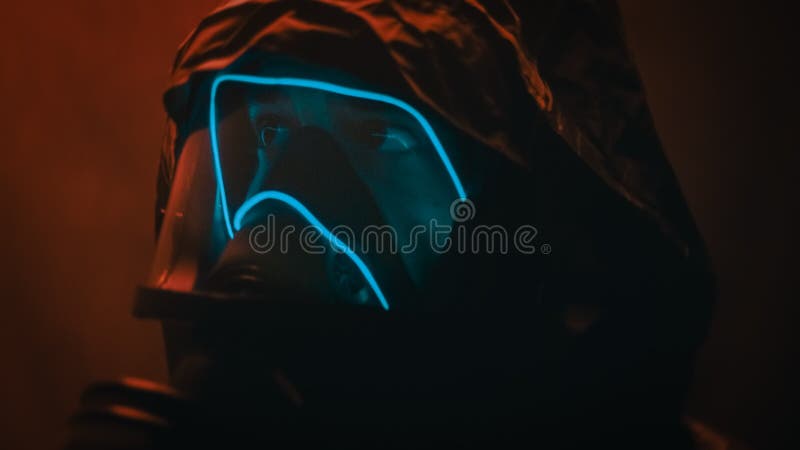 Fireman with Gas Mask Under Fire Alarm Lights Stock Photo - Image of ...