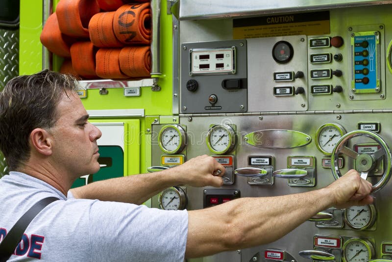 Fireman getting ready stock photo. Image of fire, panel - 14538826