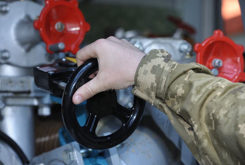 Fireman Hand Turning Valve of Water Pump Stock Image - Image of ...