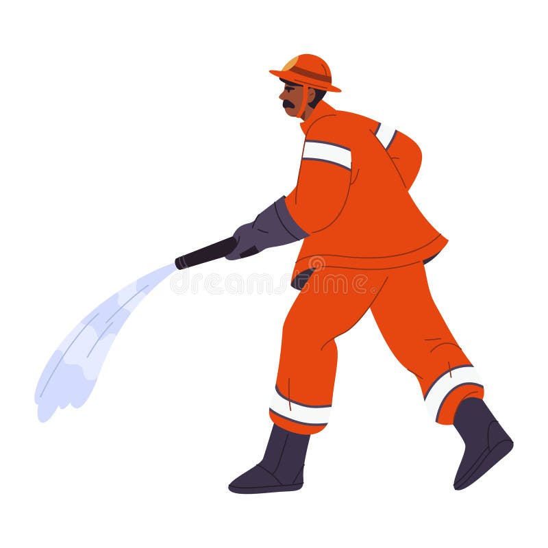 Fireman with Hose or Man with Firehose. Vector. Stock Illustration ...
