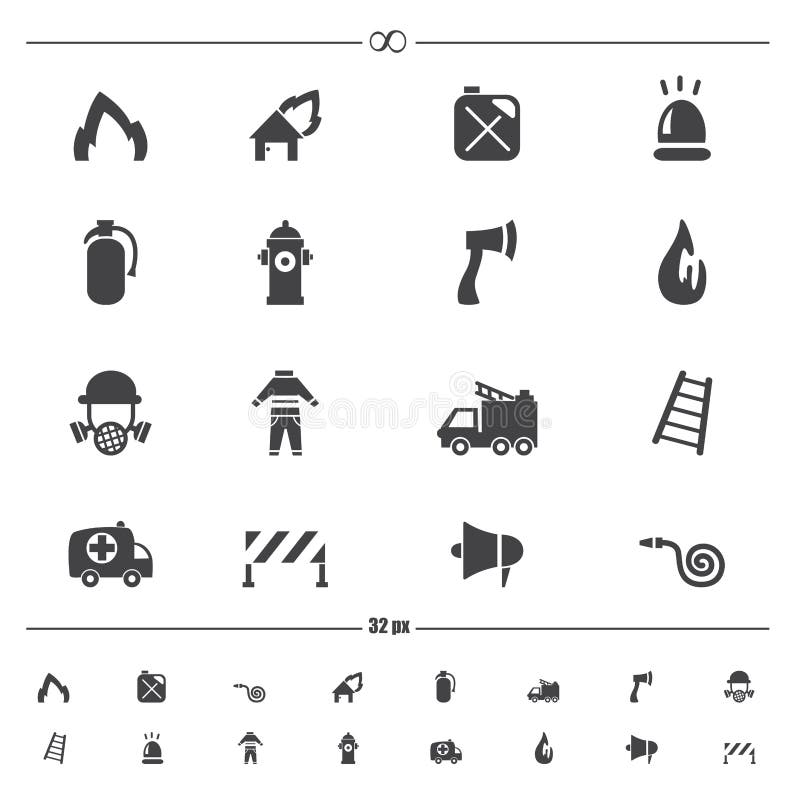 Fireman icons vector stock vector. Illustration of burn - 43329550