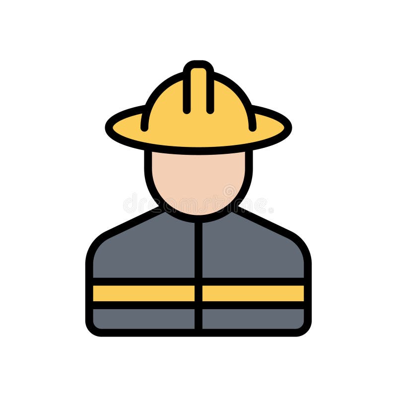 Fireman Line Color Filled Icon Isolated on White Stock Vector ...